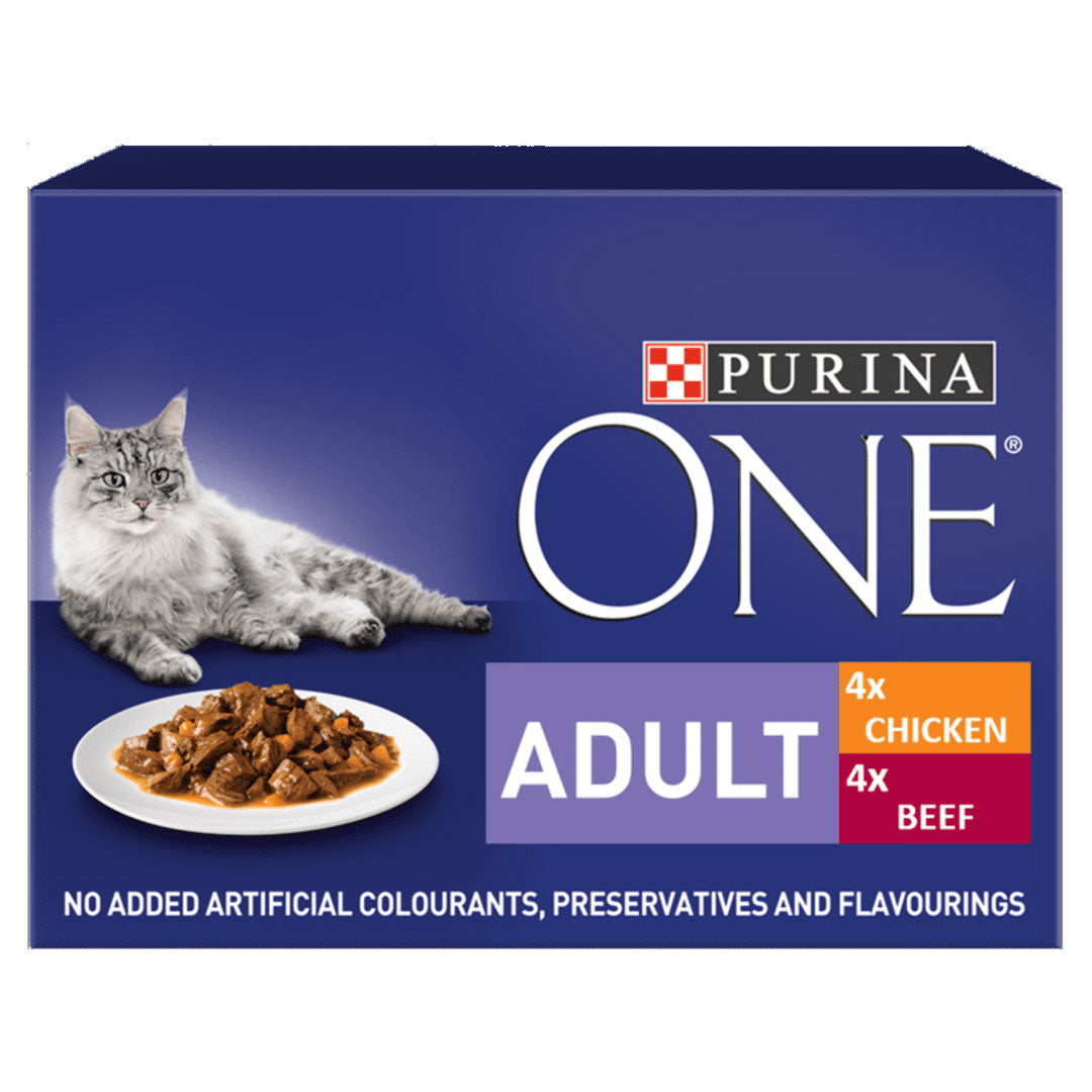 Purina ONE Adult Mini Fillets Chicken and Beef Wet Cat Food 8x85g – Rokers