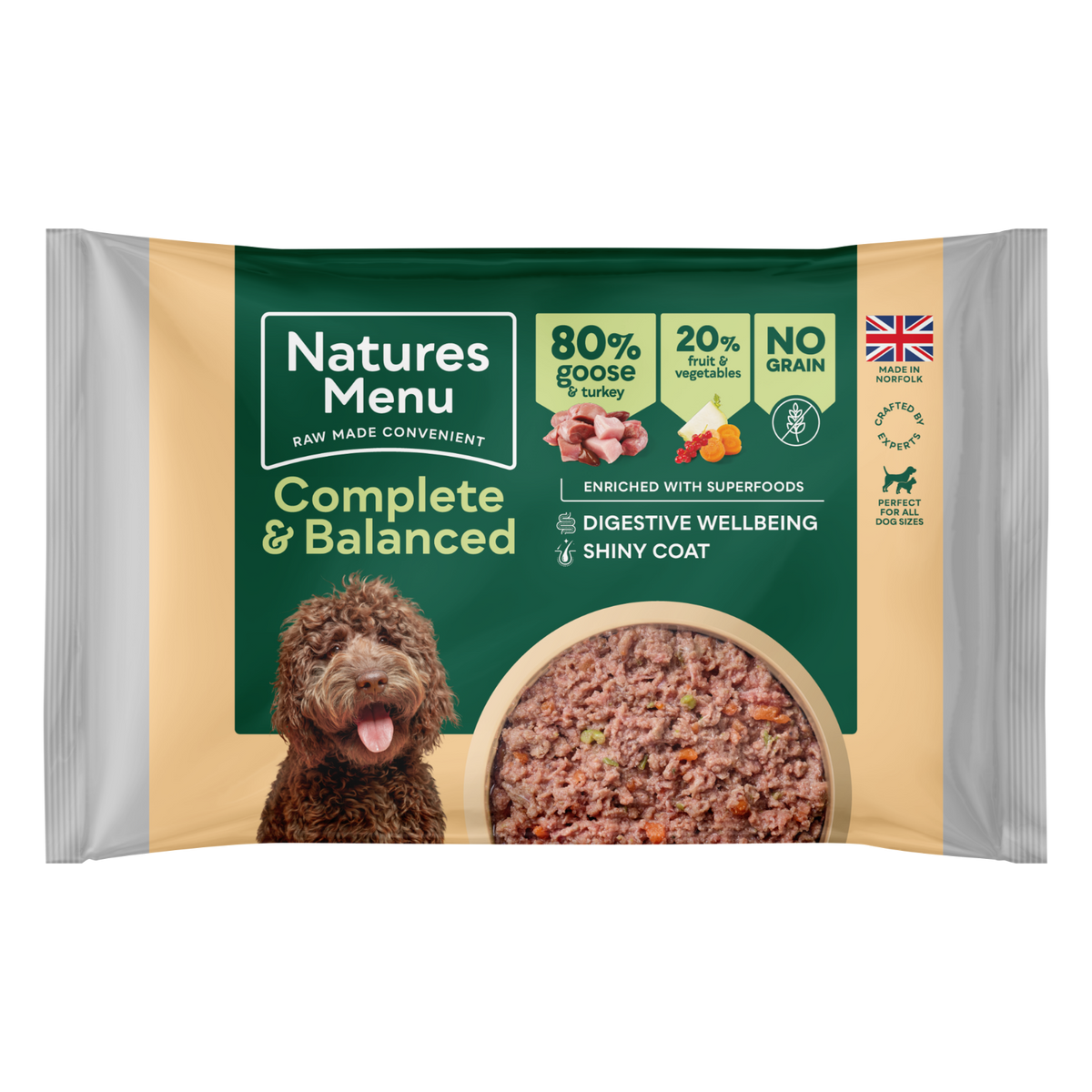 Natures Menu Complete & Balanced 80/20 Goose & Turkey Block 500g – Rokers